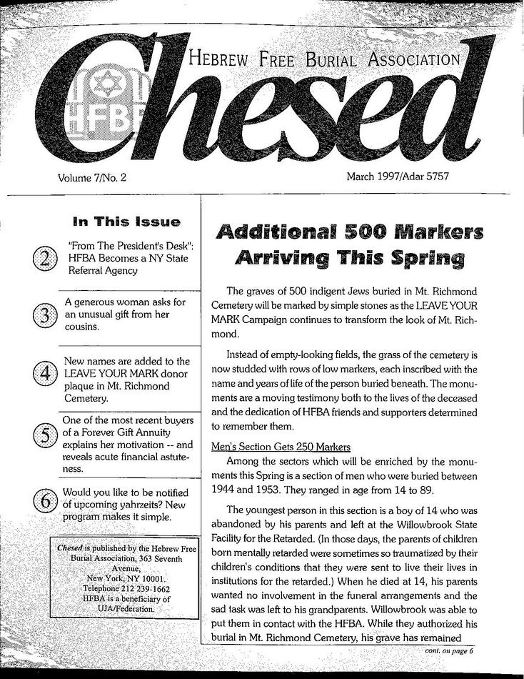 Hebrew Free Burial Association | Chesed