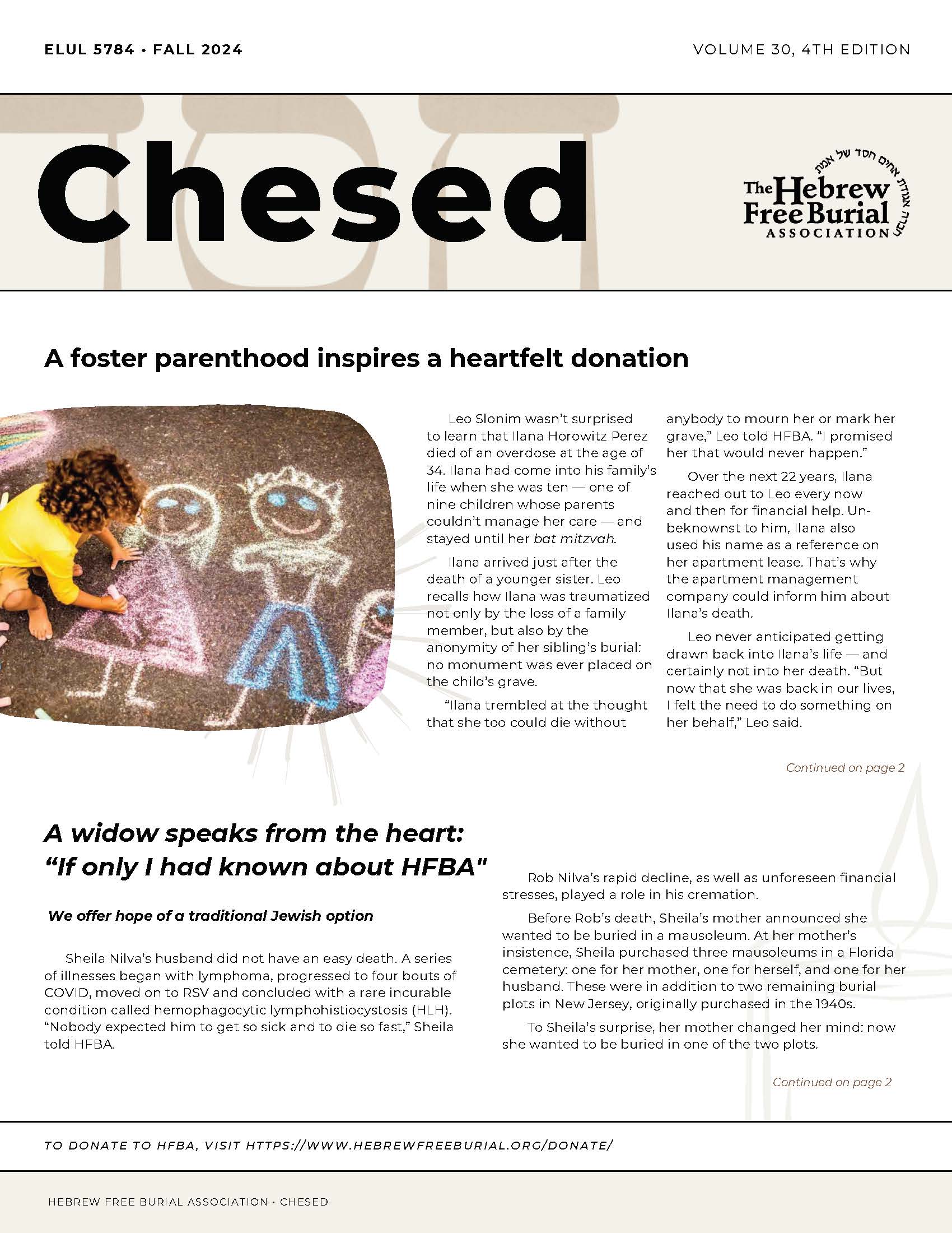 Chesed Newsletter - Hebrew Free Burial Association
