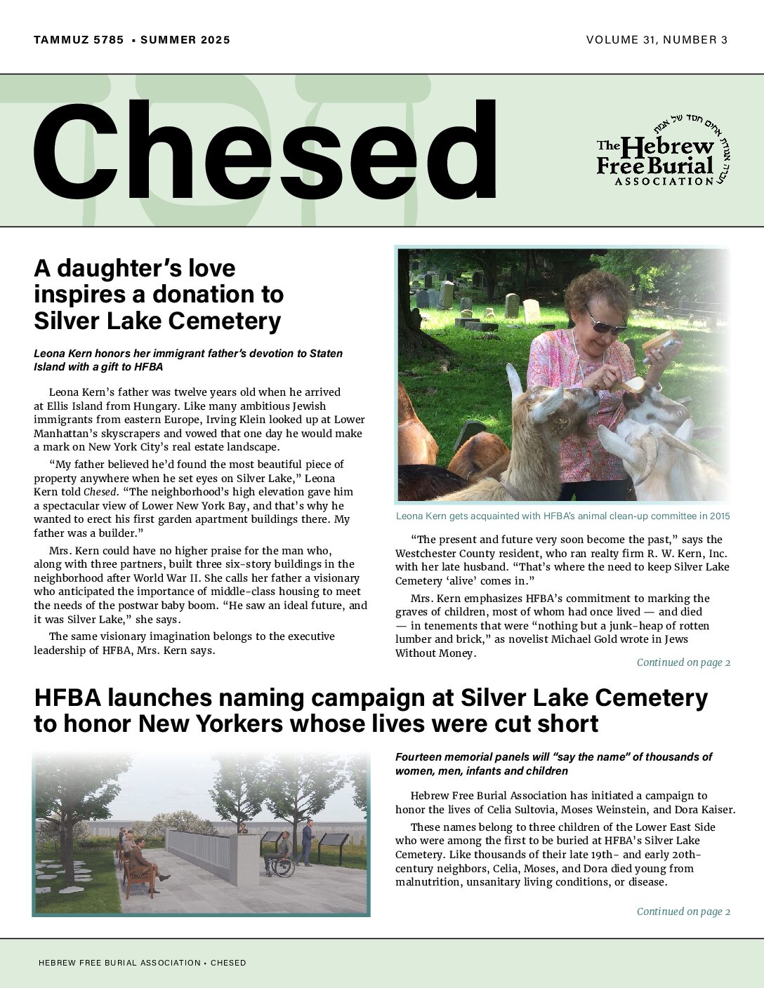 Chesed Newsletter - Hebrew Free Burial Association